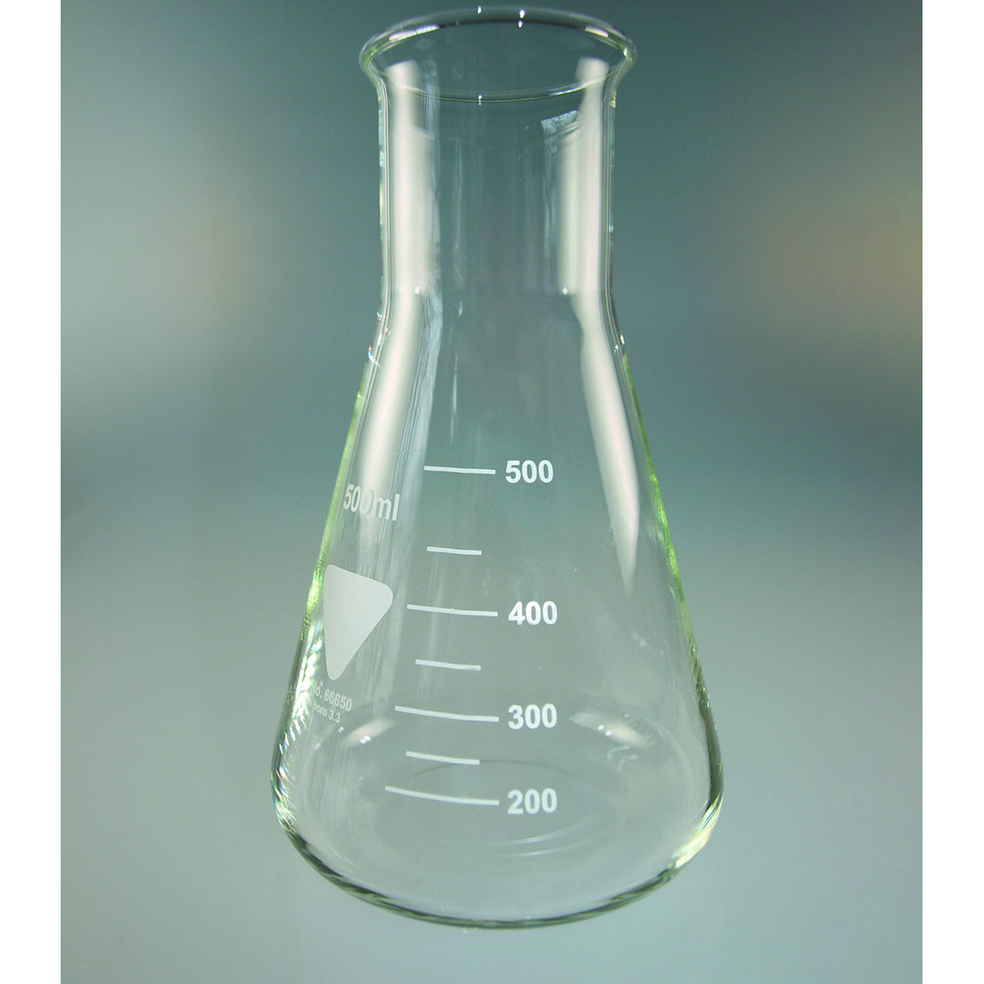 Erlenmeyer flasks, Borosilicate glass 3.3, wide neck – Pure Science Ltd